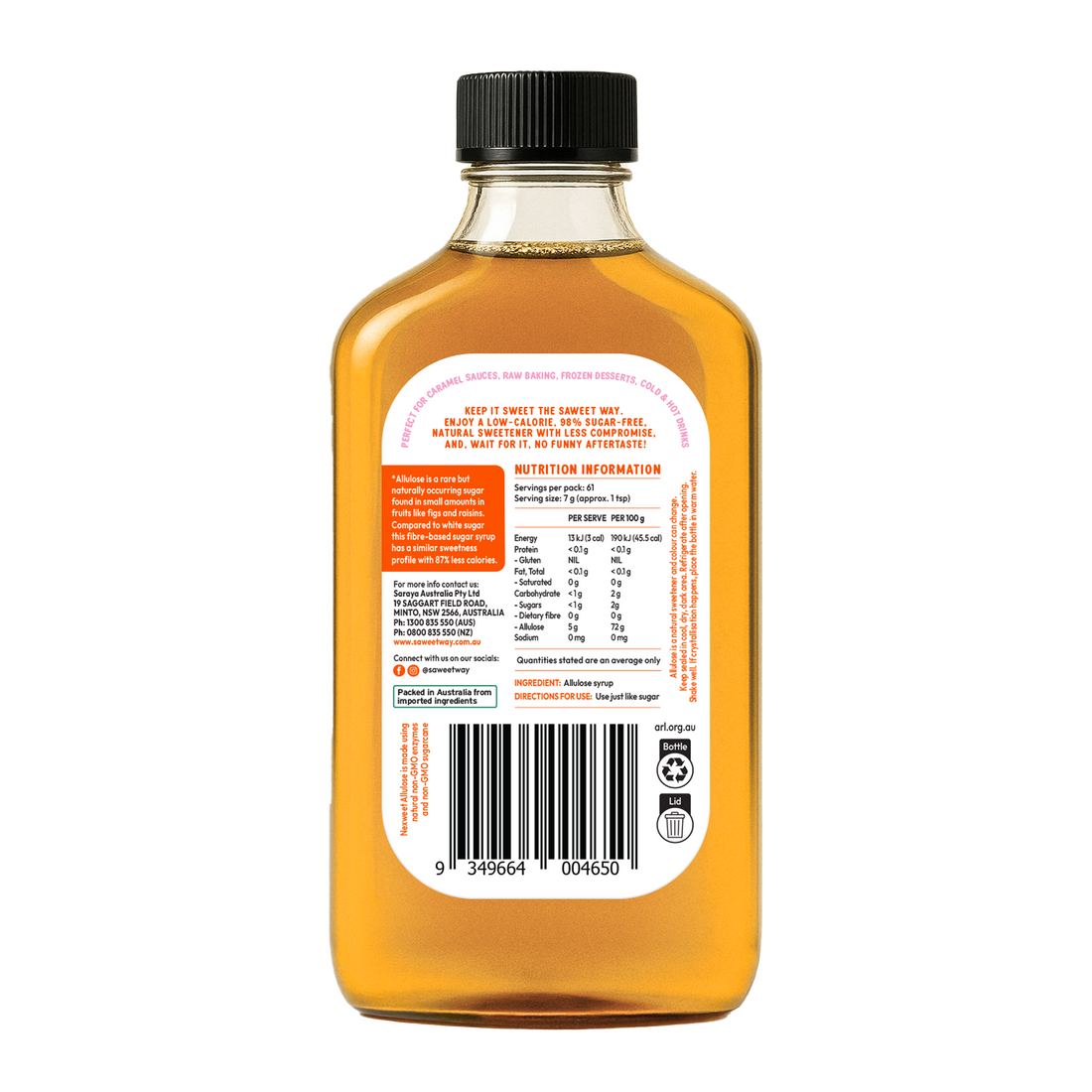 Pure Allulose Syrup 500g | Allulose Sugar FREE Syrup | 87% Less ...